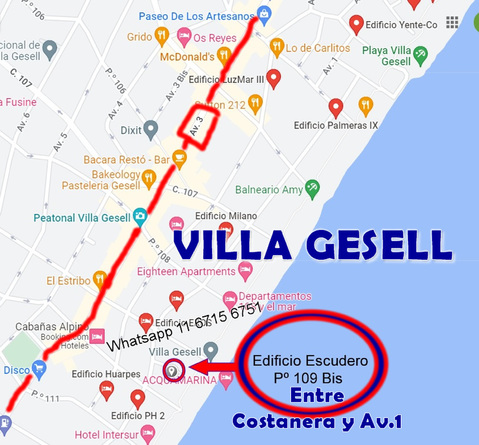 VILLA GESELL CENTRO 2amb. Paseo109bis y Costanera 2cuad.Centro Cochera ...